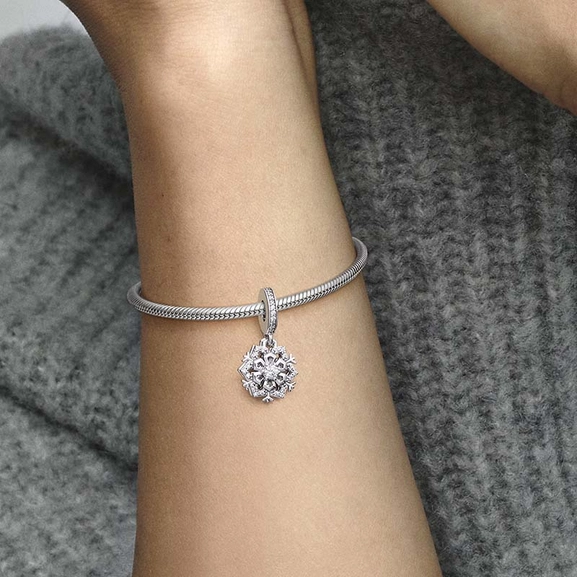 Sparkling Snowflake Double Dangle Charm - PANDORA