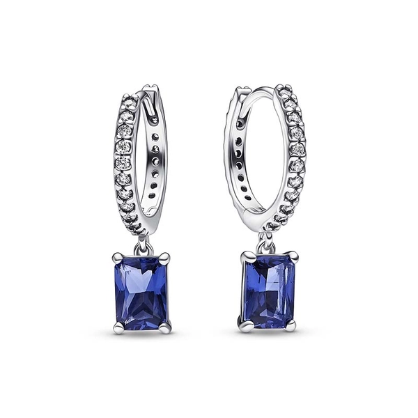 Blue Rectangular Sparkling Hoop Earrings • 1-2 dagars leverans • Gratis ...