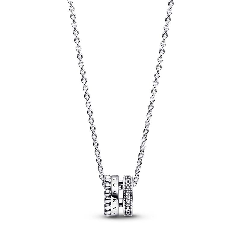 Pandora Signature Logo Pavé & Beads Pendant & Necklace - PANDORA ...