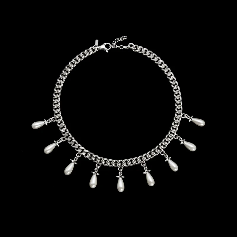 Chunky Chain Pearls Necklace Maria Nilsdotter Fri Frakt