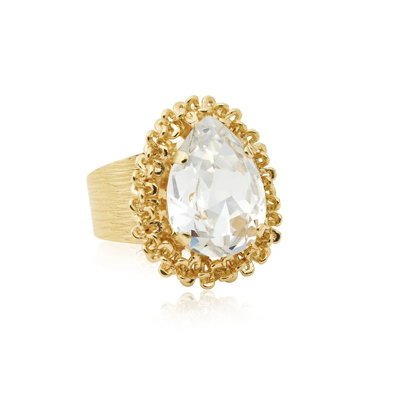 Classic Gemma Ring Gold Crystal • 1-2 dagars leverans • Caroline Svedbom