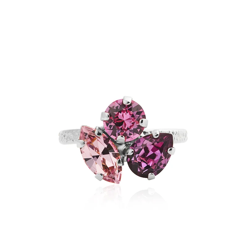Ana Ring Rhodium Dark Rose Combo • 1-2 dagars leverans • Caroline Svedbom