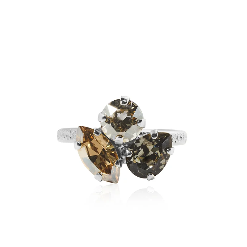 Ana Ring Rhodium Black Golden Combo • 1-2 dagars leverans • Caroline ...